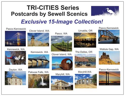 Tri Cities Postcard Set Pnw Washington Pasco Kennewick Richland