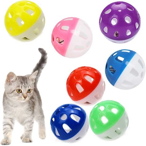 12 Pcs Cat Toy Balls Plastic Lattice Balls With Bell Jingle For Indoor