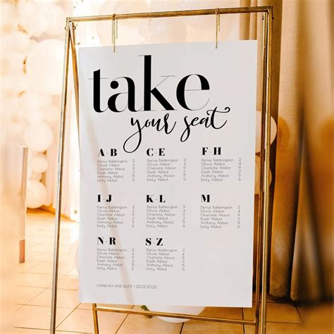 Wedding Seating Chart Alphabetical Seating Chart Modern Bold Seating
