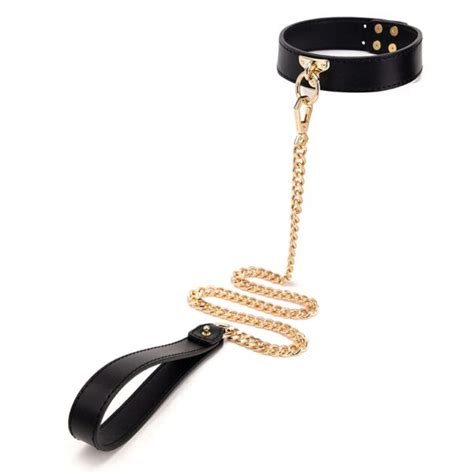 Collier Bdsm De Luxe Avec Laisse Black Gold Bdsm Boutique