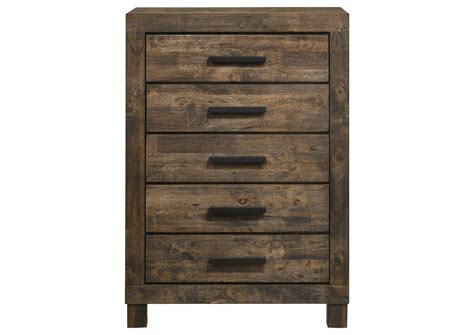 Woodmont 5 Piece Queen Platform Bedroom Set Rustic Golden Brown