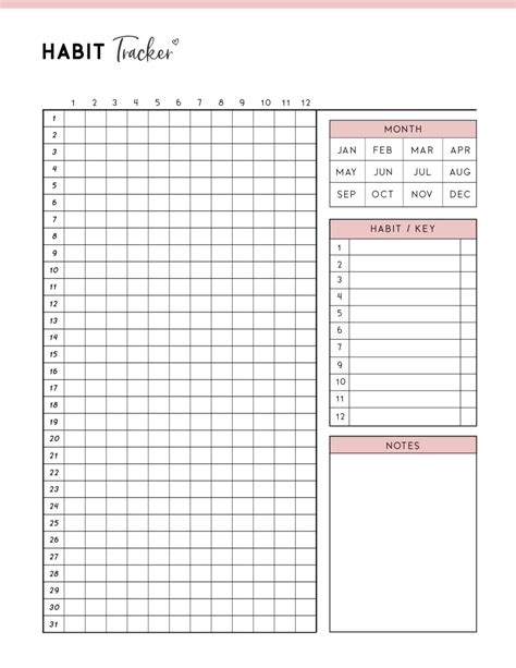 Free Printable Habit Tracker Template