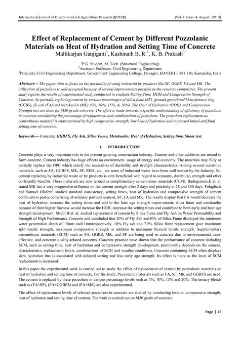 Effect Of Replacement Of Cement By Different Pozzolanic Materials On Heat Of Hydration And