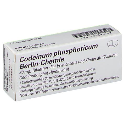 Codeinum Phosphoricum Berlin Chemie 30 Mg 20 St Mit Dem E Rezept Kaufen Shop Apotheke