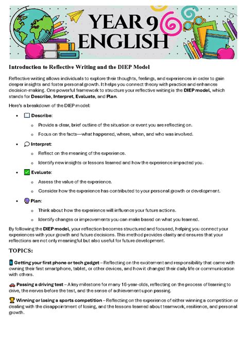 Introduction To Reflective Writing Understanding The Diep Model Studocu