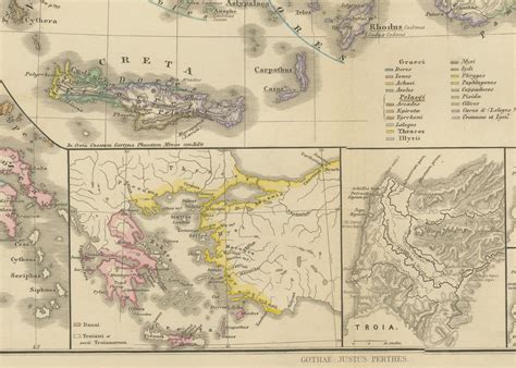 Original Map Of Greece At The Time Of The Dorian Migration Published