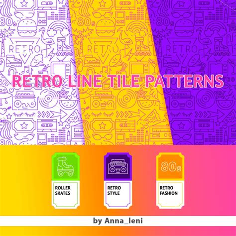 Retro Line Tile Patterns Masterbundles