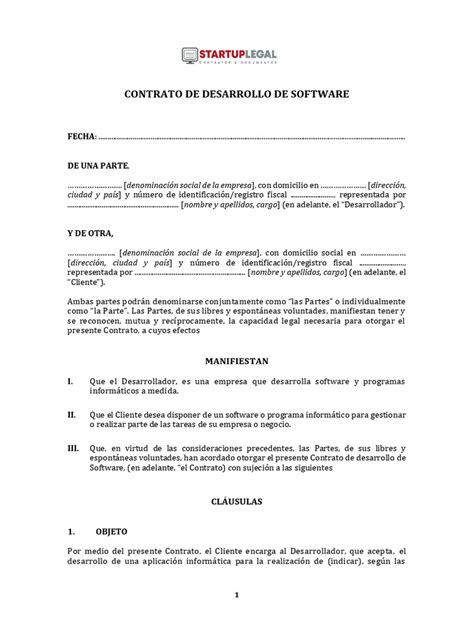 Contrato De Desarrollo De Software Pdf Software Programa De