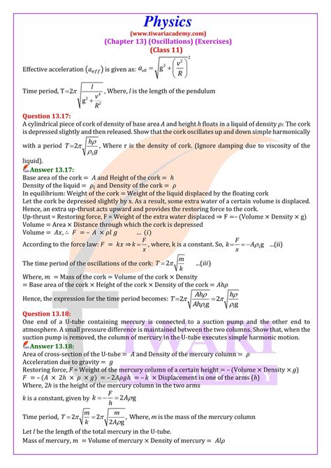 Ncert Solutions For Class 11 Physics Chapter 13 Oscillations