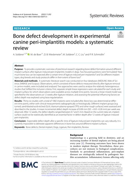 Pdf Bone Defect Development In Experimental Canine Peri Implantitis
