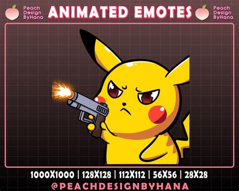 Animated Pikachu Shoots Gun Emote For Twitch Youtube Discord Cute