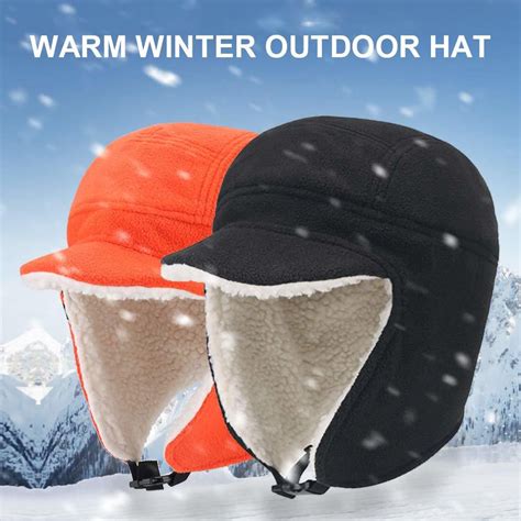Windproof Ear Flaps Hat Winter Windproof Soft Warm Polar Fleece Beanie