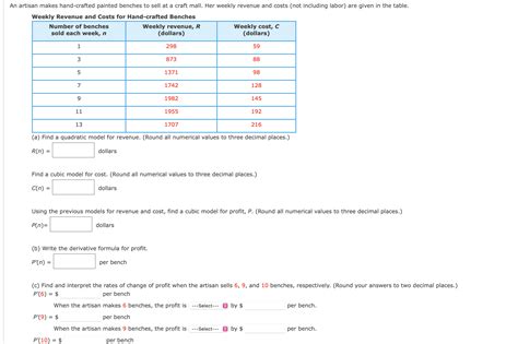 Solved A Find A Quadratic Model For Revenue Round All