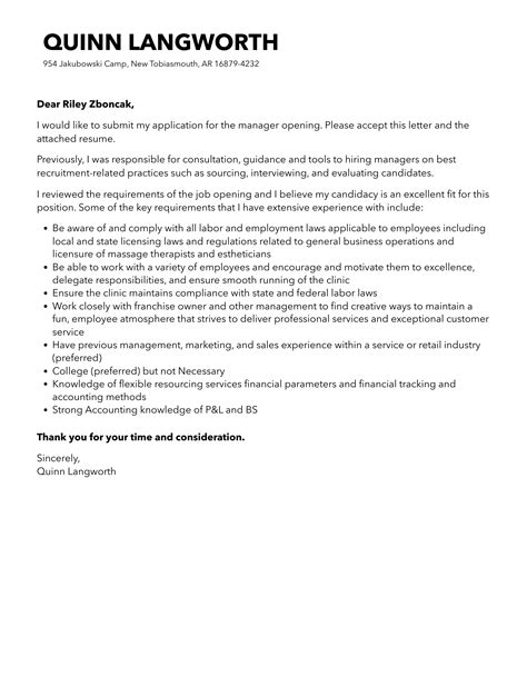 Manager Cover Letter Velvet Jobs