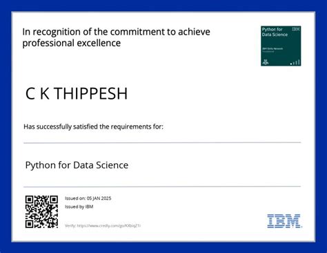 I Am Proud To Have Completed The Python For Data Science Course On Ibm… C K Thippesh