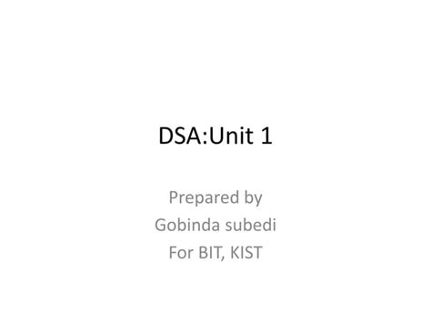 Dsa Unit 1 PPTX Databases Computer Software And Applications