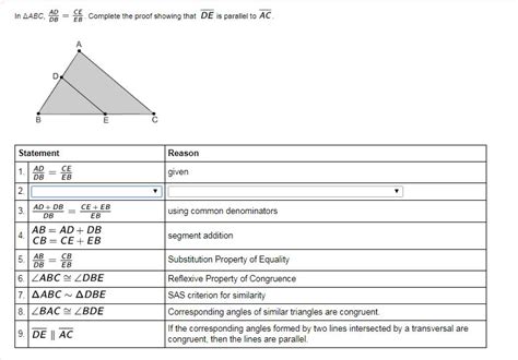 solved in labc 쓿 ce complete the proof showing that de is