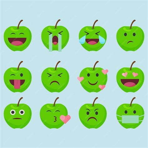 Premium Vector Apple Emoji Faces With Cute Expressions For Social Media
