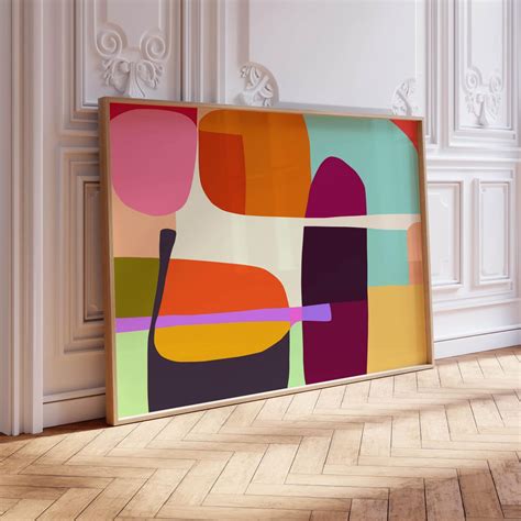 Bold Abstract Color Shapes Print Modern Geometric Digital Art Etsy