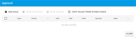 Task Menu Configure Rules