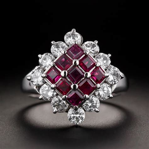 Estate Ruby And Diamond Lozenge Shaped Ring