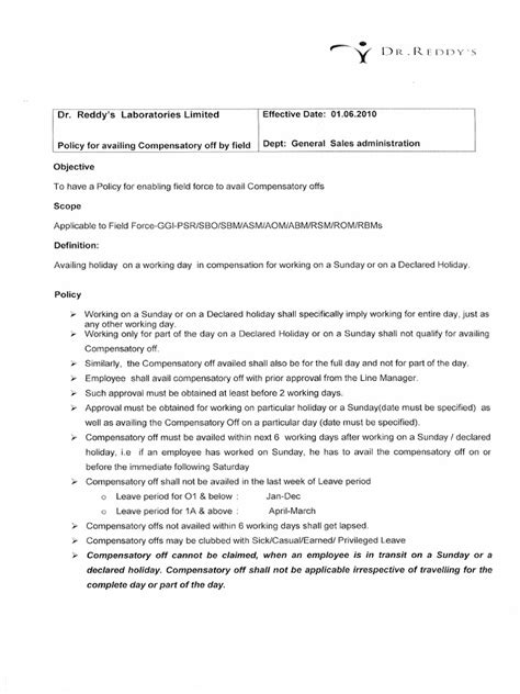 Compensatory Off Policy Pdf Pdf