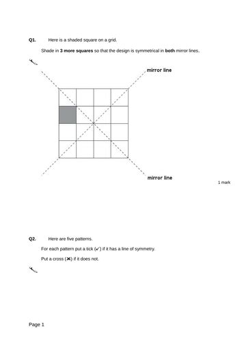 Reflection Levelled Sats Questions Teaching Resources