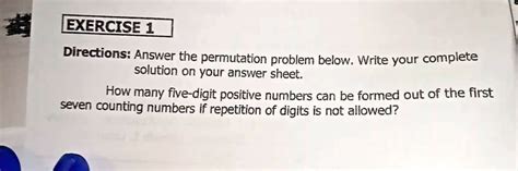 solved exercise directions answer the permutation problem below