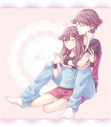Safebooru 1boy 1girl Ahoge Bangs Blue Shirt Blush Brown Eyes Brown