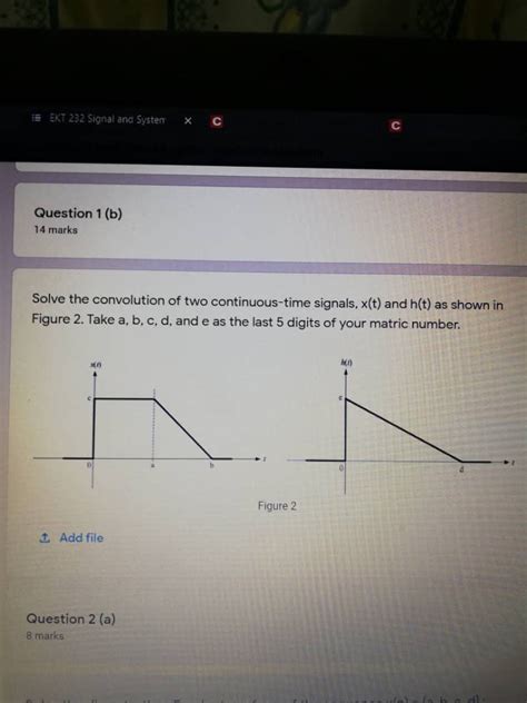 Solved Solve The Convolution Of Two Continuous Time Signals Chegg