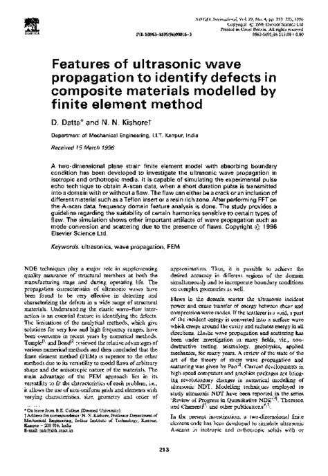 Pdf Features Of Ultrasonic Wave Propagation To Identify Defects In