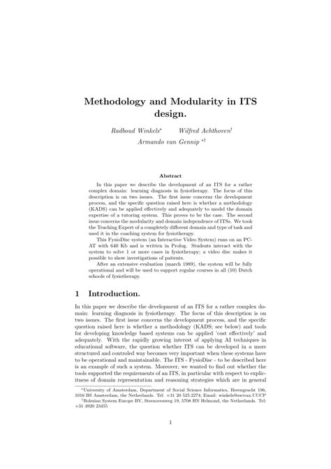 Pdf Methodology And Modularity In Its Design
