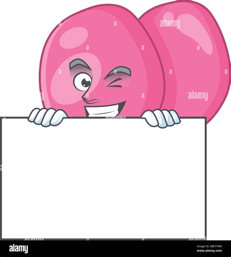 Sneaky Streptococcus Pyogenes Cartoon Character Style Hiding Behind A Board Vector Illustration