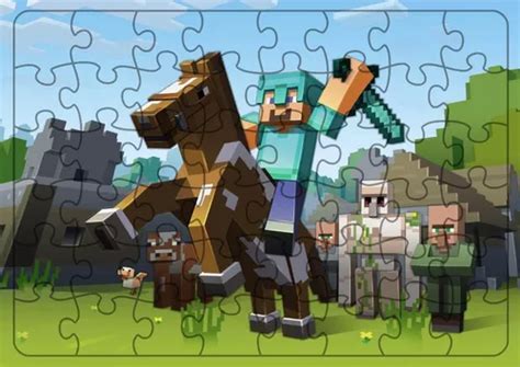 3 Rompecabezas Minecraft 20x28cm De 120pzs Full Print Envío Gratis