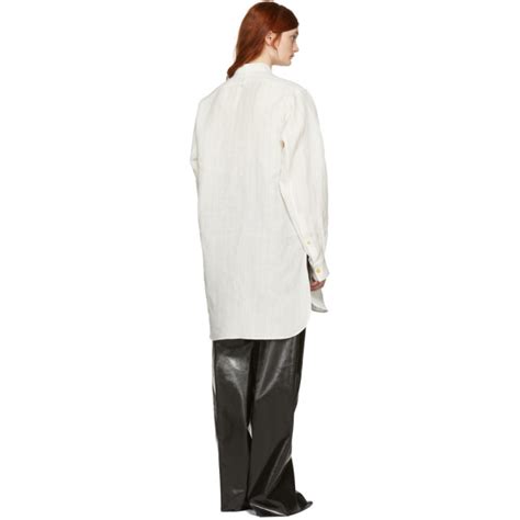 Loewe White Stripe Asymmetric Shirt Loewe