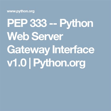 Pep 333 Python Web Server Gateway Interface V10