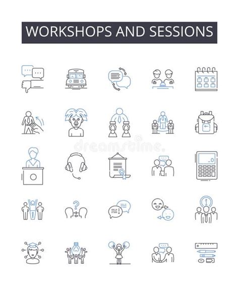 Workshops And Sessions Line Icons Collection Seminars And Lectures