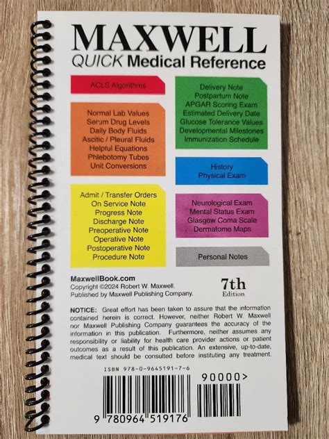 Maxwell Quick Medical Reference Desk Size 7th Edition Maxwell Au Books