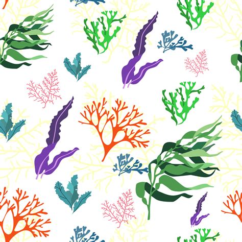 Seamless Pattern Seaweed Colorfull Designs For Textiles Wallpaper