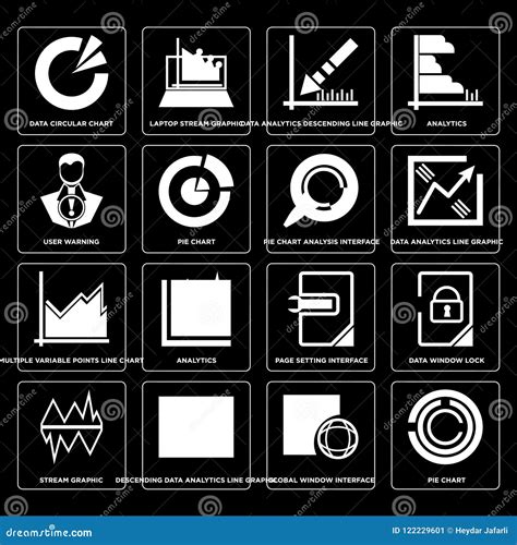 Set Of Pie Chart Global Window Interface Stream Graphic Data