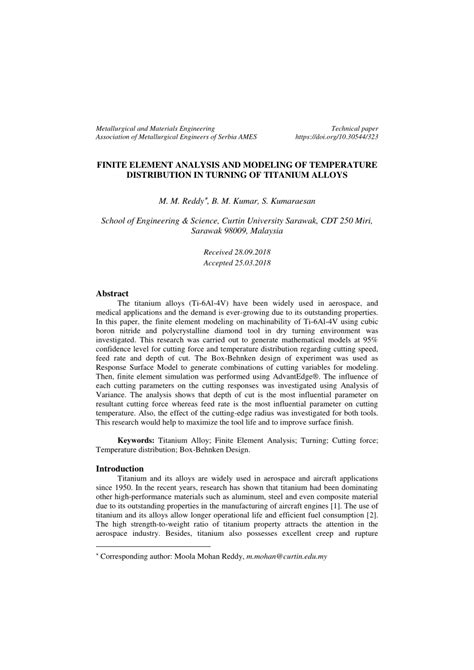 Pdf Finite Element Analysis And Modeling Of Temperature Distribution
