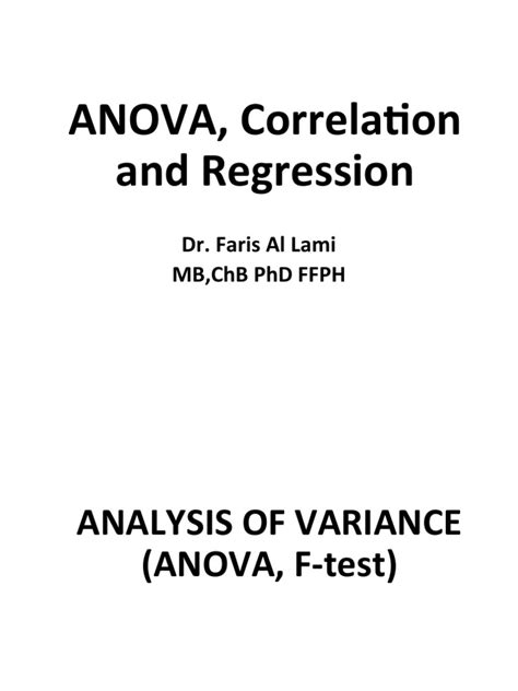 Anova Correlation Regression Pdf Correlation And Dependence