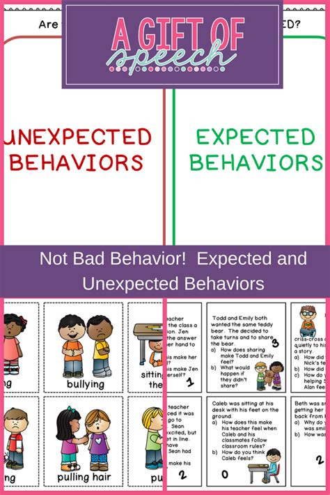 Expected And Unexpected Behaviors Worksheet Expected Behavio