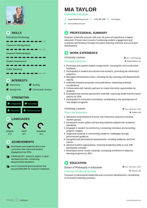 10 University Lecturer Resume Samples And Templates For 2026
