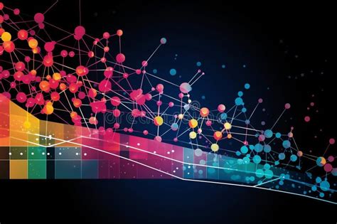 Colorful Network Graph With Connected Nodes And Lines Representing Data Relationships On A Dark