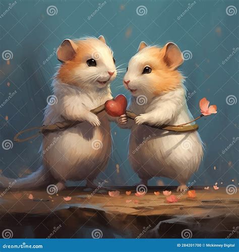 Sweet Hamster Couple In Love Created Using Ai Generative Stock