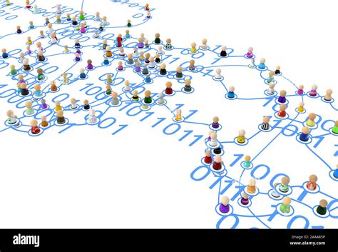 Crowd Of Small Symbolic 3d Figures Linked By Lines Programming Code