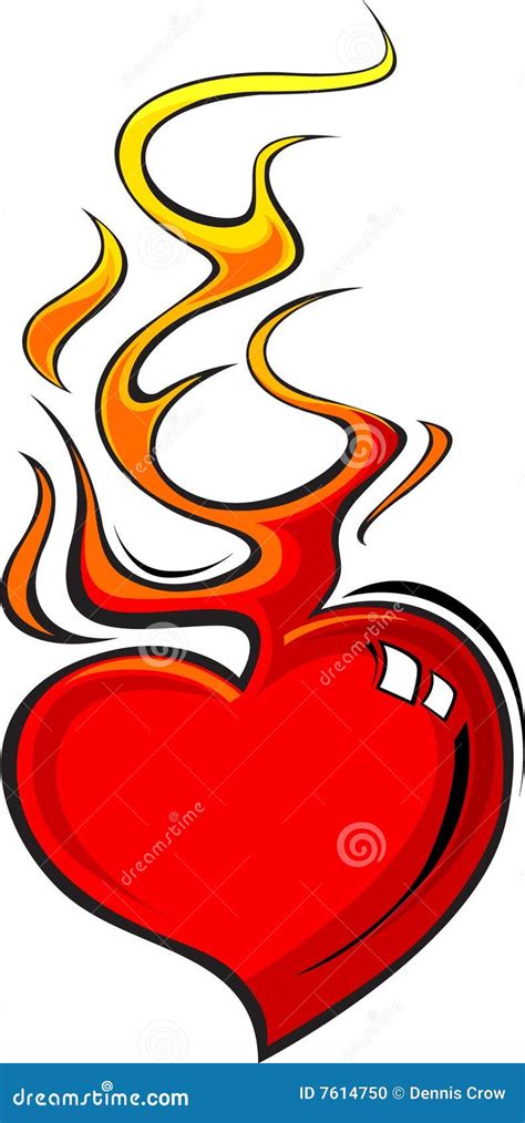 Flaming Heart Stock Vector Illustration Of Flames Passion 7614750