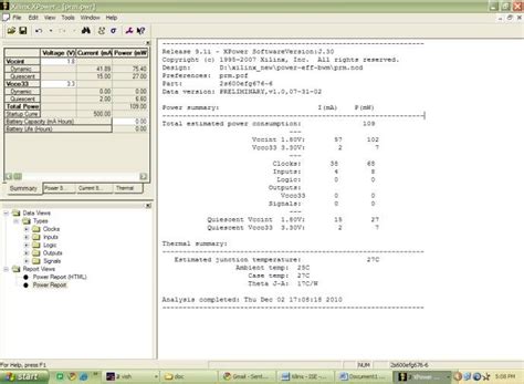 power report for non efficient pipelined reconfigurable fixed width