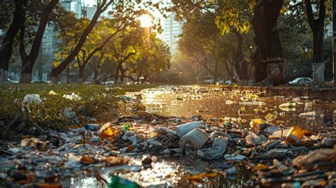 Un Parque De La Ciudad Con Basura Esparcida Mostrando El Impacto De La